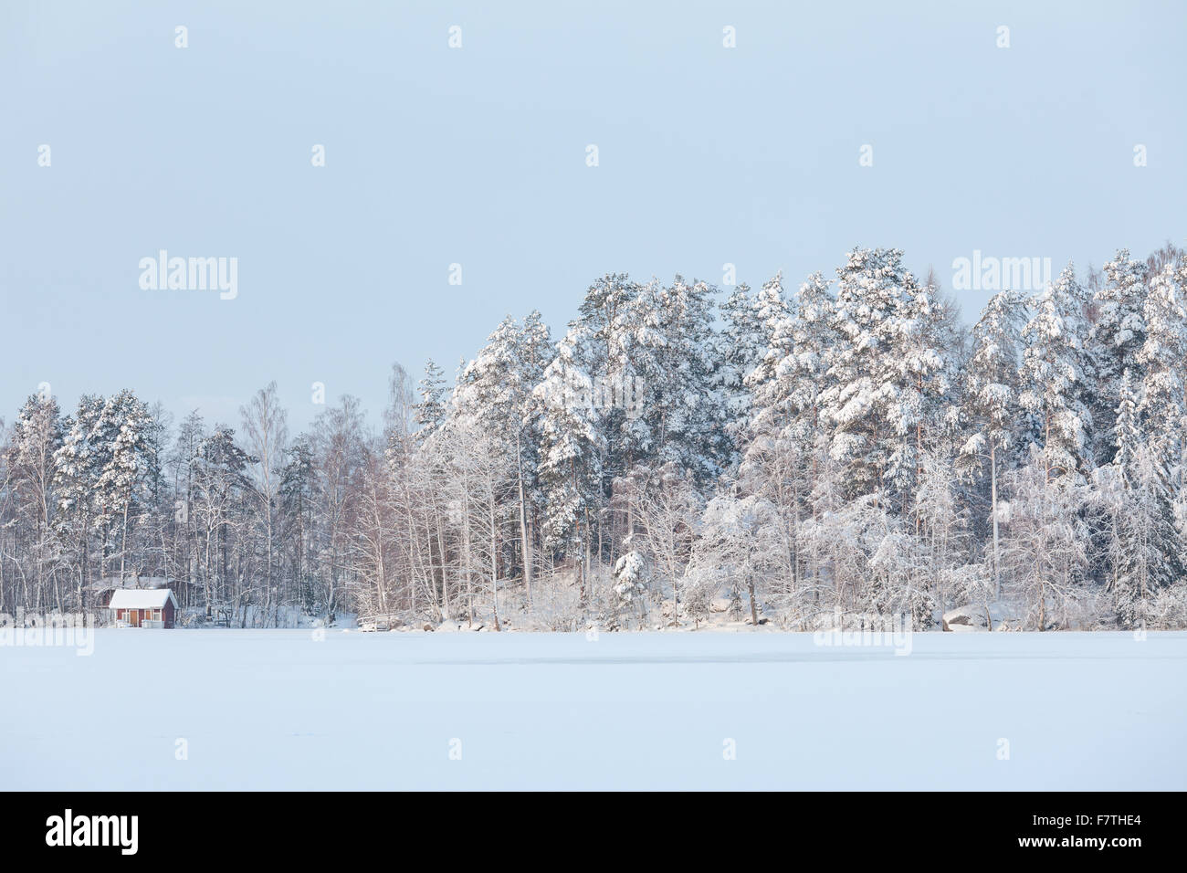 Winter lake scenery in finland Stock Photo - Alamy