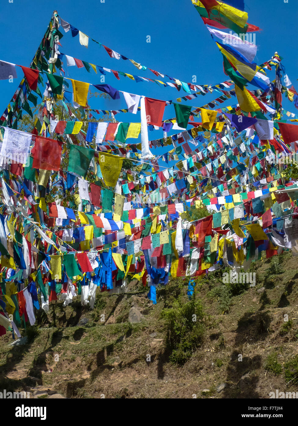 prayer flags at stupa in dharamsala india Stock Photo - Alamy