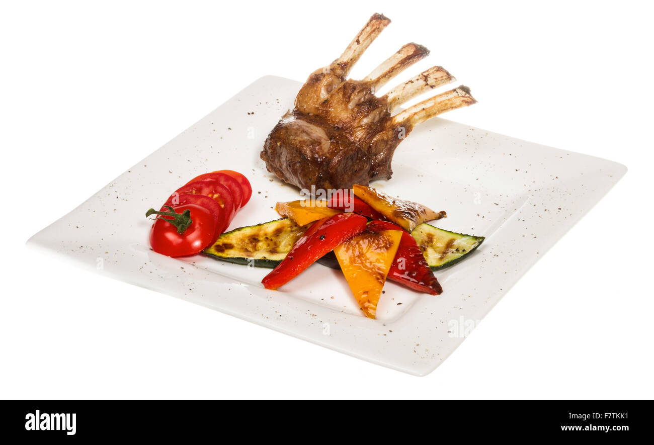 Gourmet Main Entree Course Grilled Lamb steak Stock Photo - Alamy