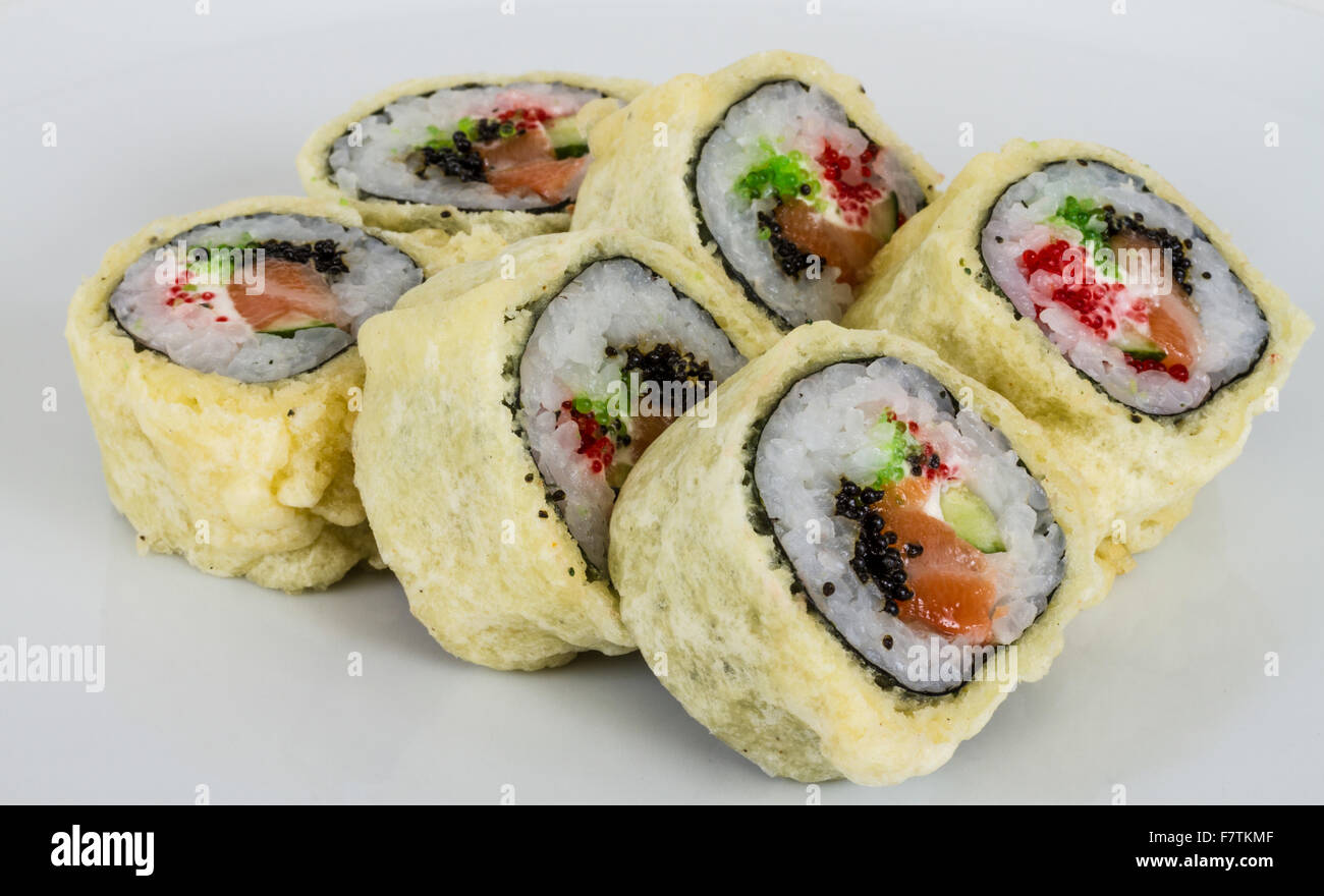 Japanese Cuisine -Tempura Maki Sushi (Deep Fried Roll made of salmon ...