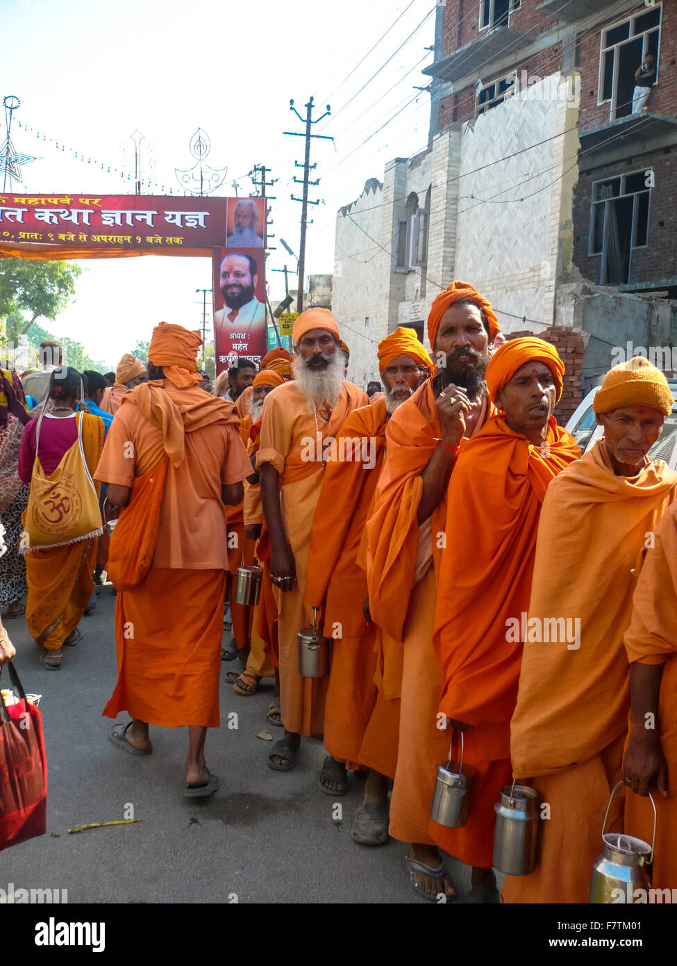 holy men waiting for food at kumbh mela festival in haridwar india ...