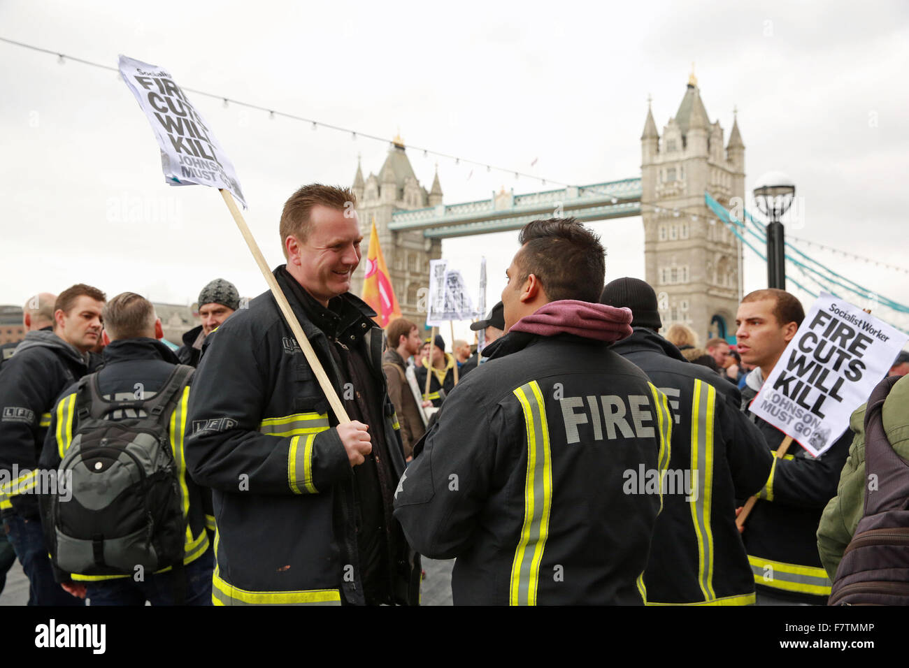 London, UK. 2nd December, 2015. Fire Brigades Union firefighters ...