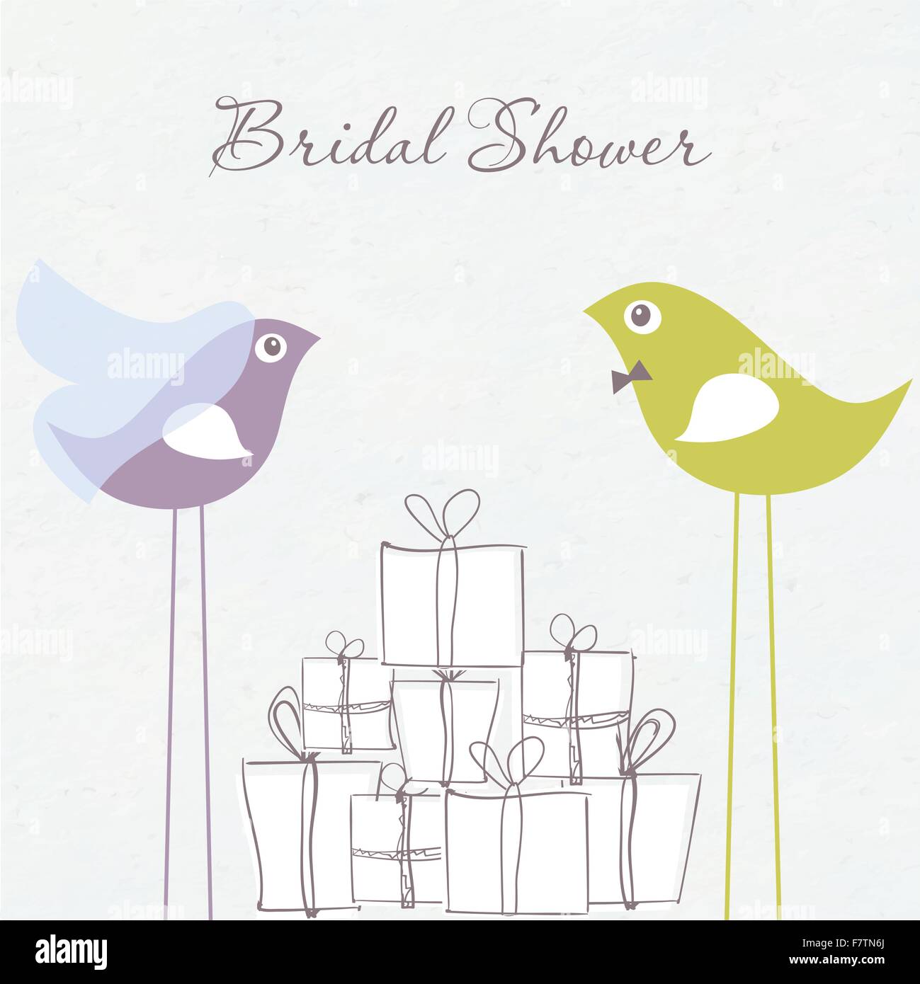 Bridal shower invitation with two cute birds in bride and groom ...