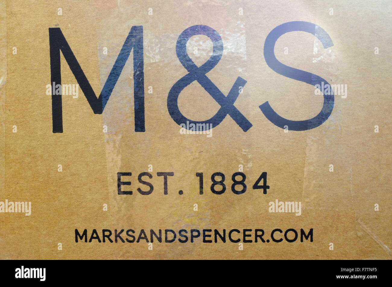 The side of a Marks and Spencer cardboard box containing an online ...