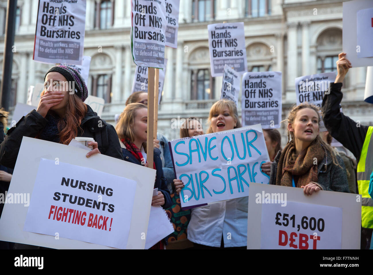 London, UK. 2nd December, 2015. Student nurses protest against removal ...