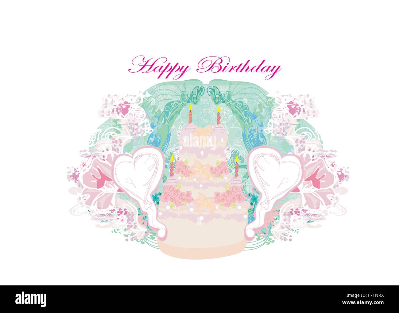 Happy Birthday - abstract floral greeting card Stock Vector Image & Art ...