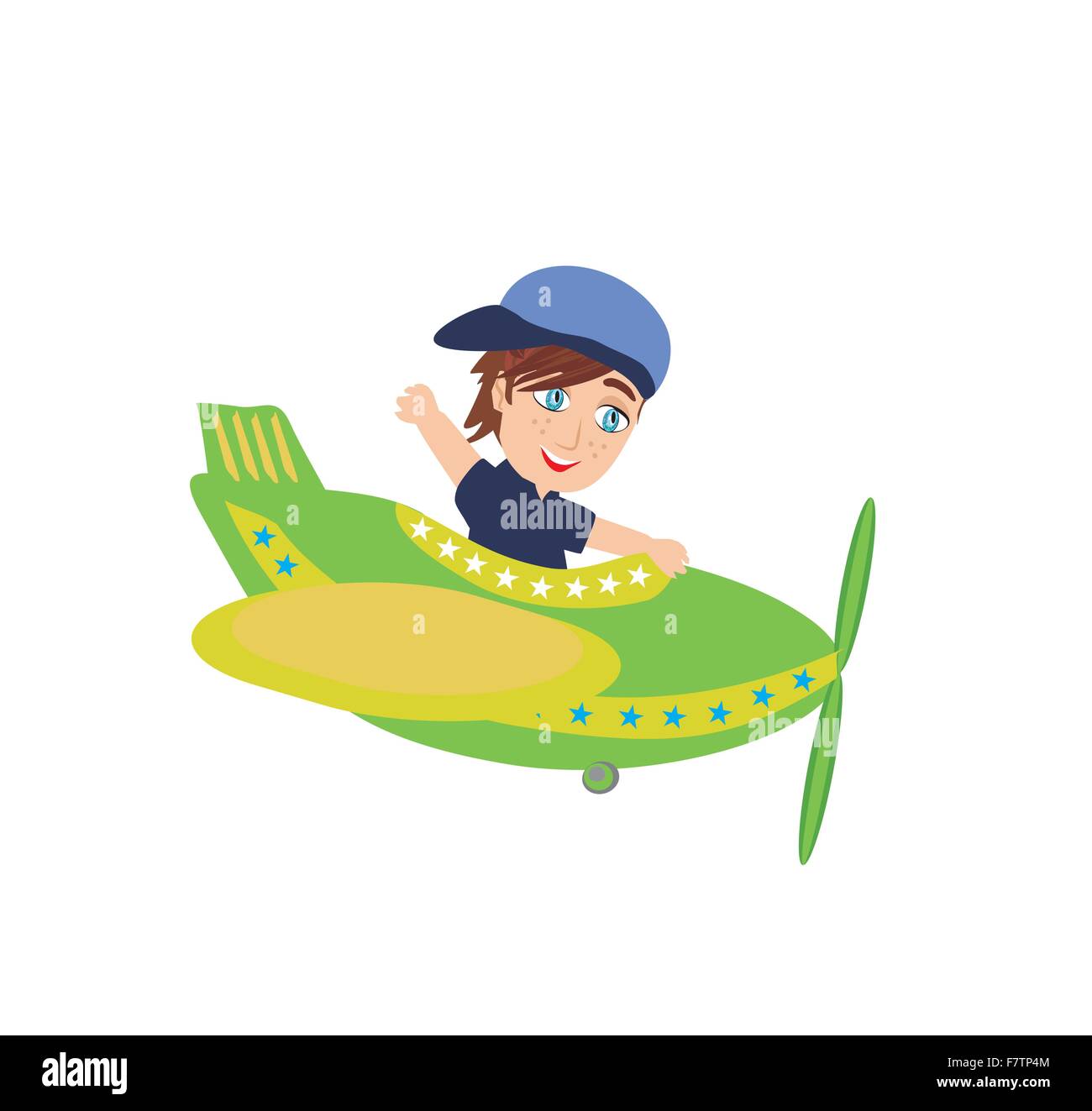 Little Boy Operating a Plane Stock Vector Image & Art - Alamy