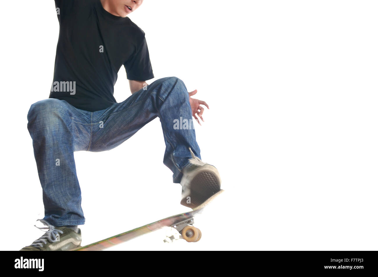 Boy practicing skate in a skate park - isolated Stock Photo - Alamy