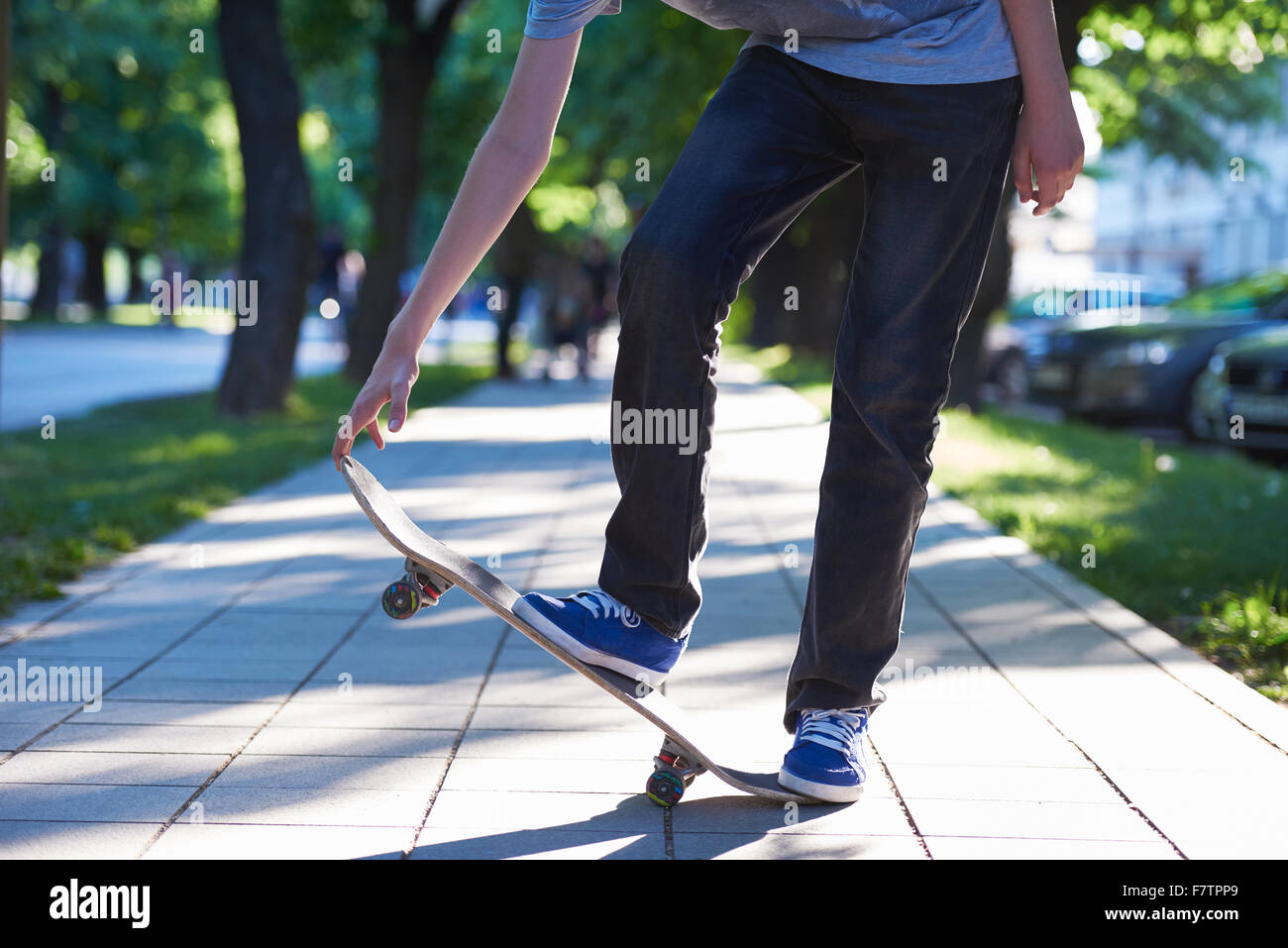 urban scene, closeup of skateboard jump Stock Photo - Alamy