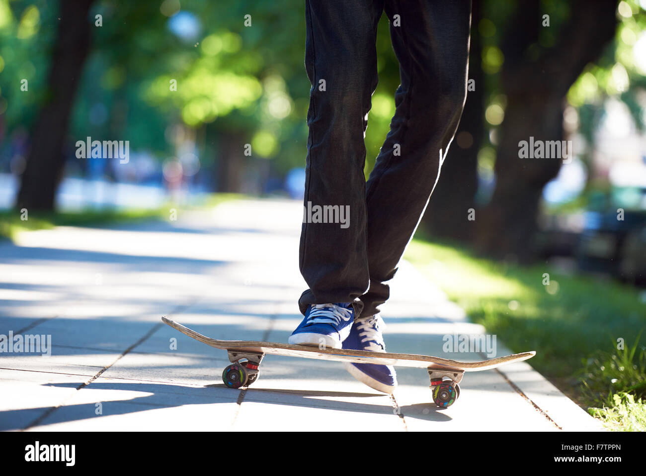 urban scene, closeup of skateboard jump Stock Photo - Alamy