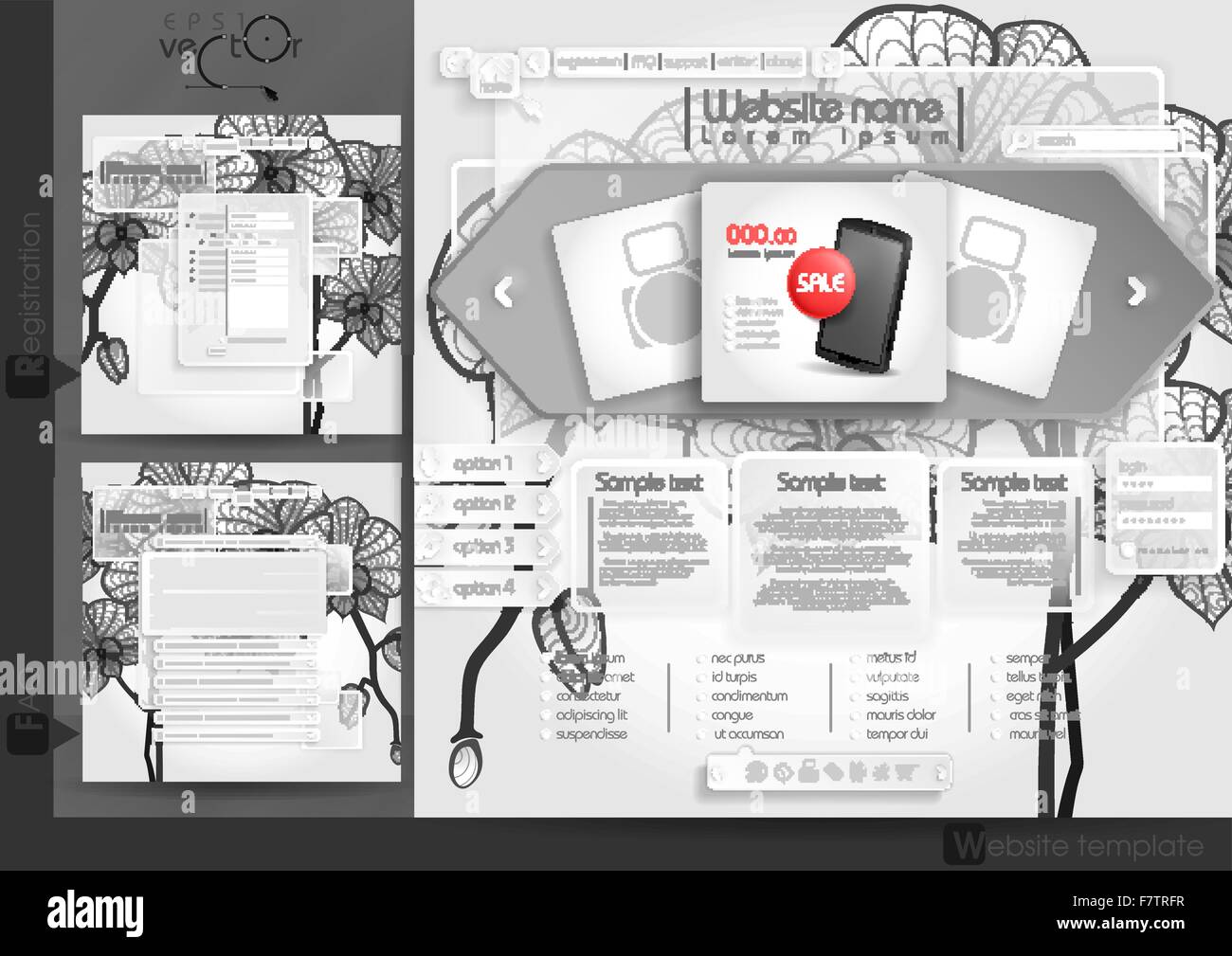 Website Design Template Menu Elements Stock Vector Image & Art - Alamy