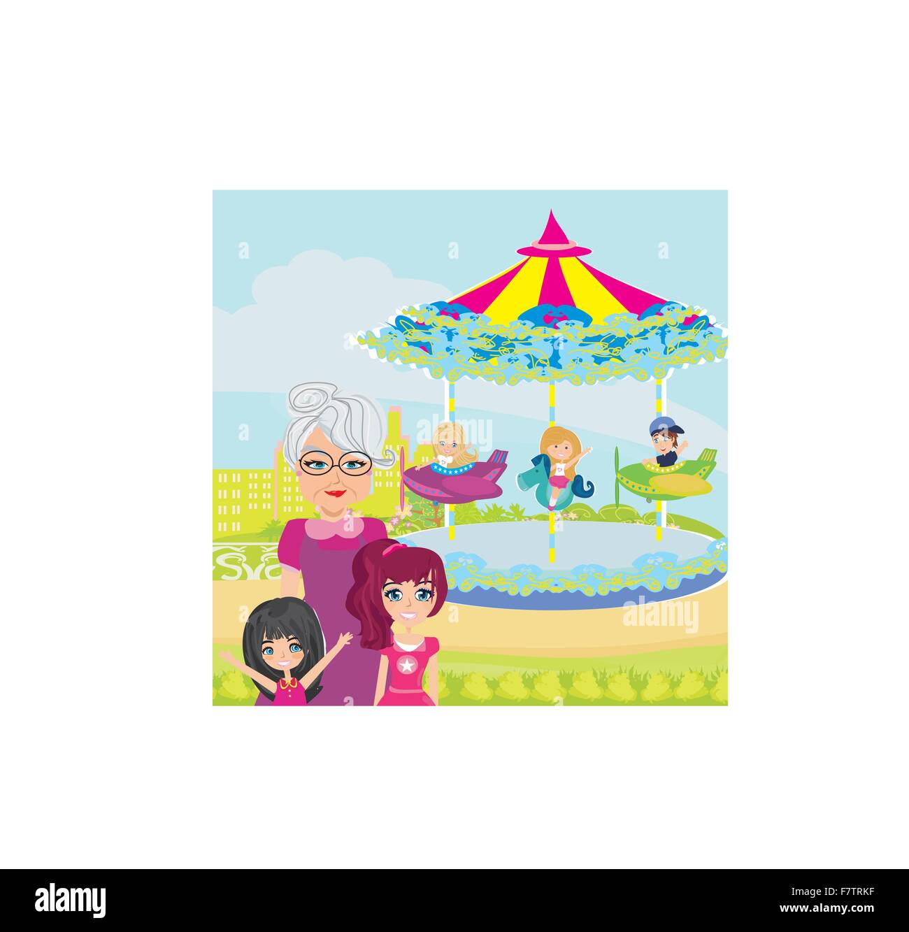 Carousel amusement park vector Cut Out Stock Images & Pictures - Alamy