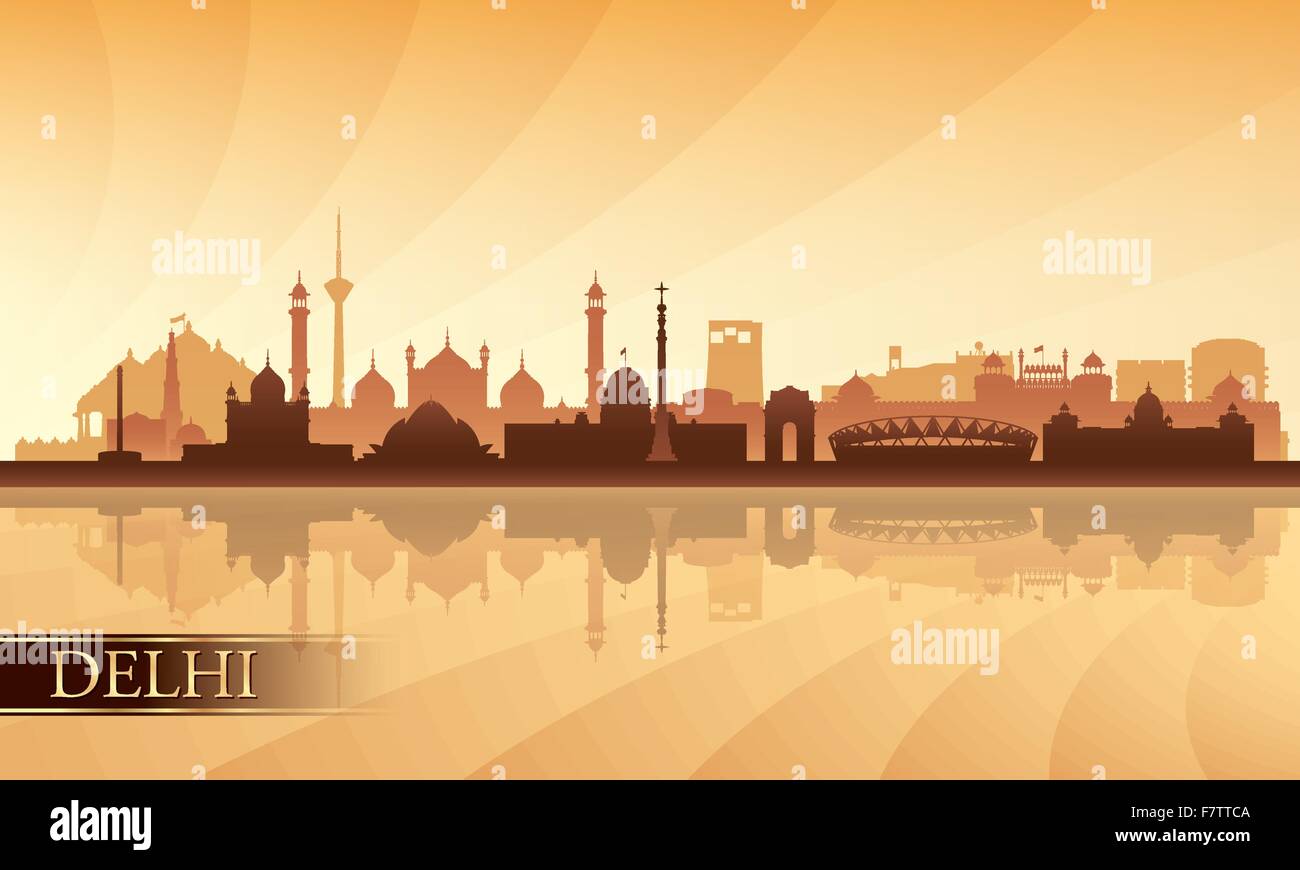 Delhi city skyline silhouette background Stock Vector Image & Art - Alamy
