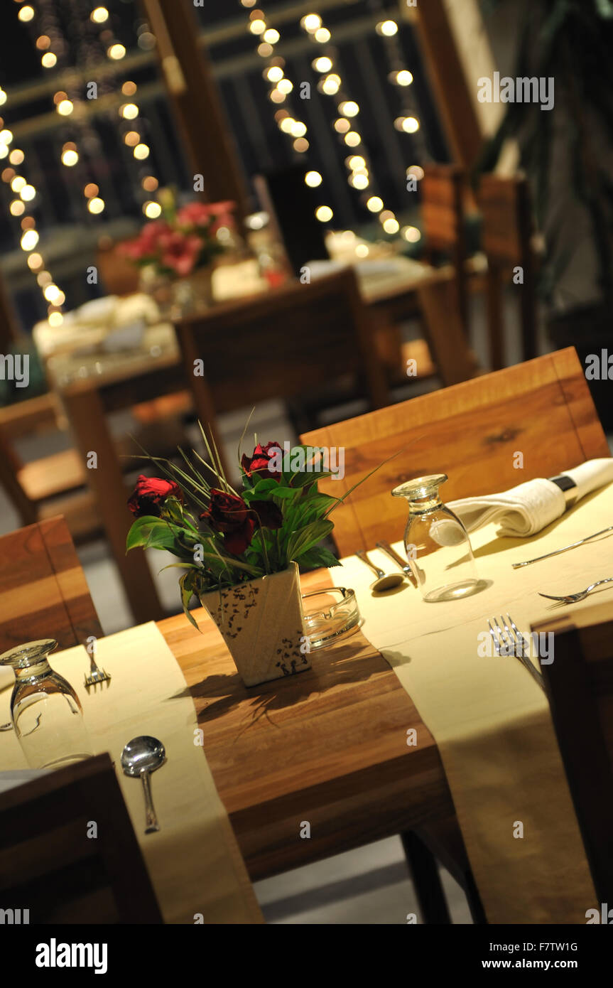 luxury modern indoor restaurant with wooden chairs and tables Stock ...