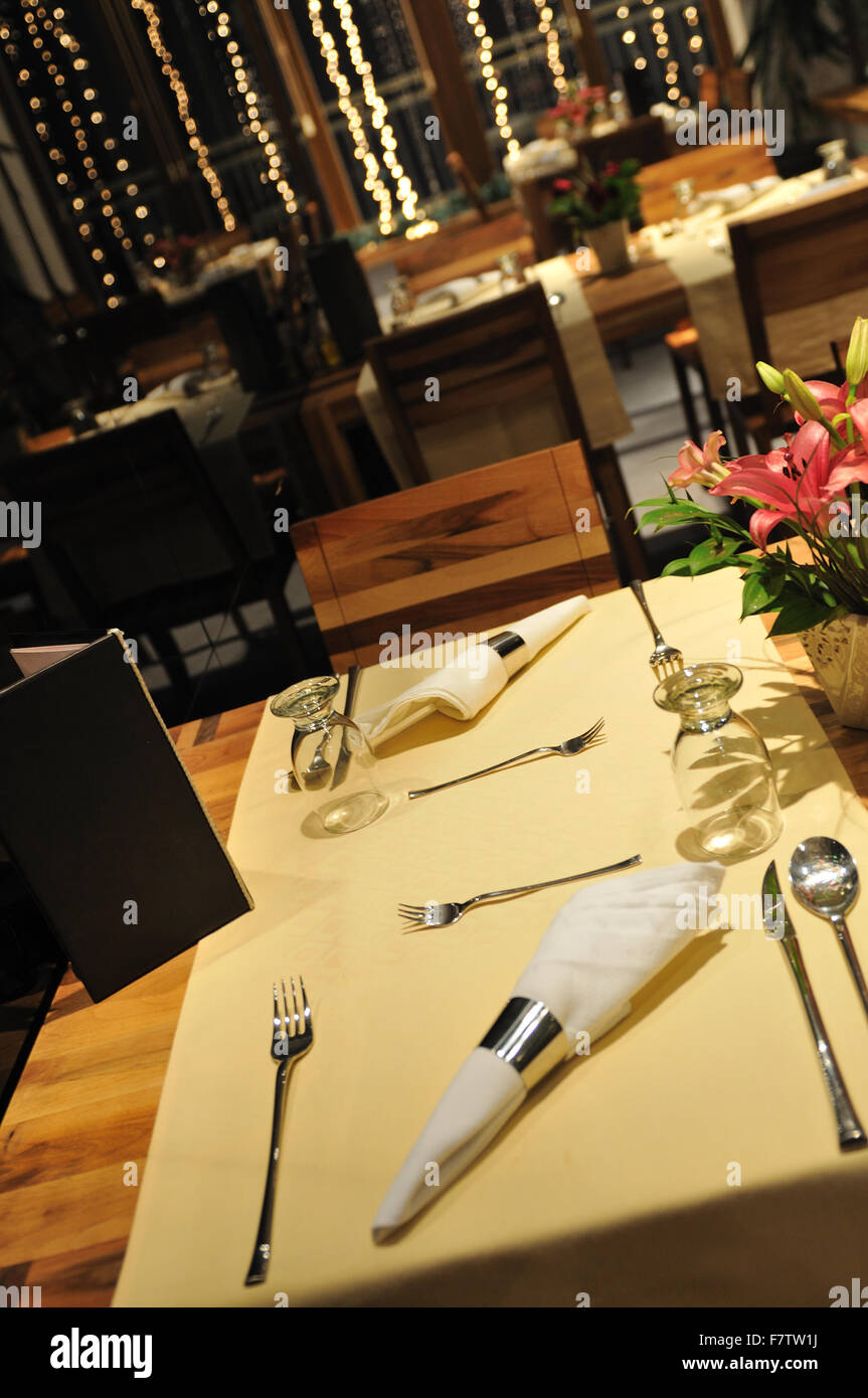 luxury modern indoor restaurant with wooden chairs and tables Stock ...