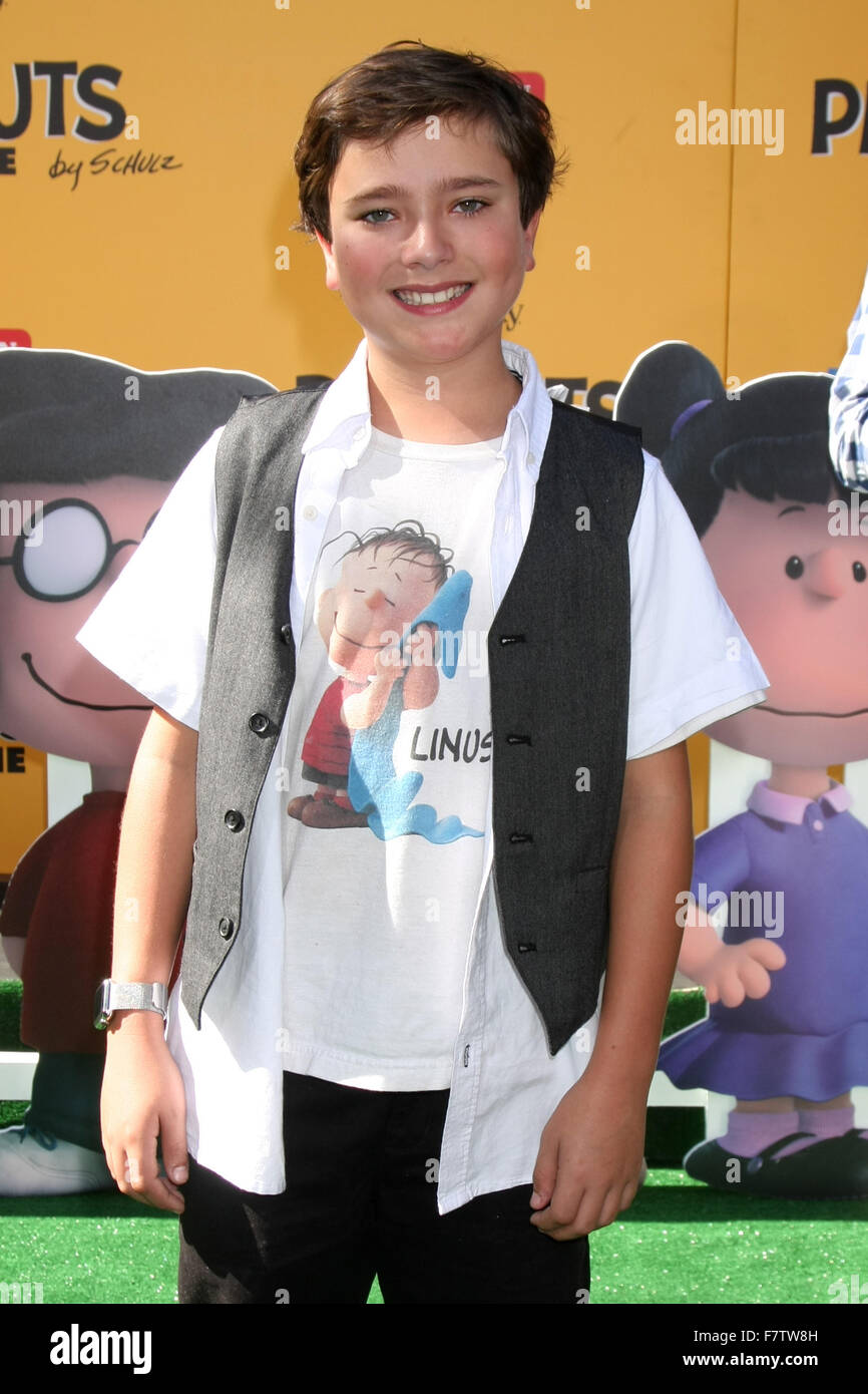 The Peanuts Movie LA Premiere Featuring: Alex Garfin Where: Westwood ...