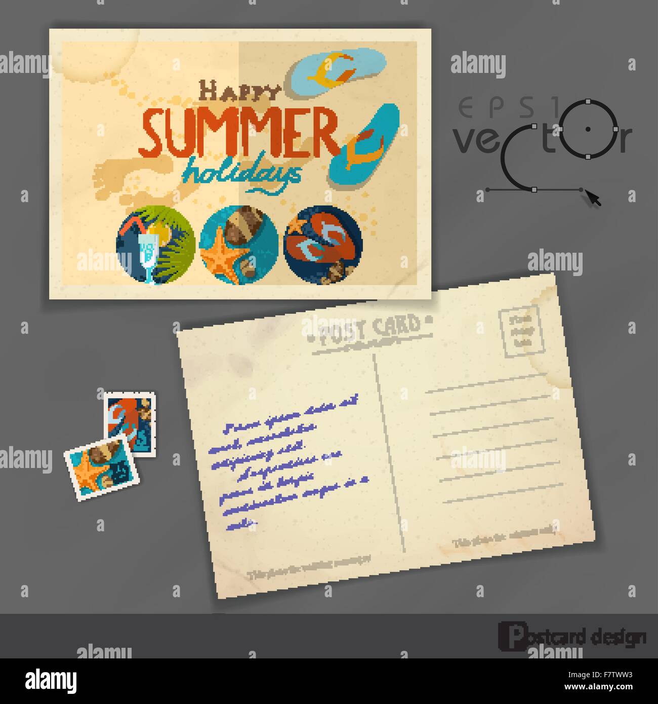 Old Postcard Design, Template Stock Vector Image & Art - Alamy