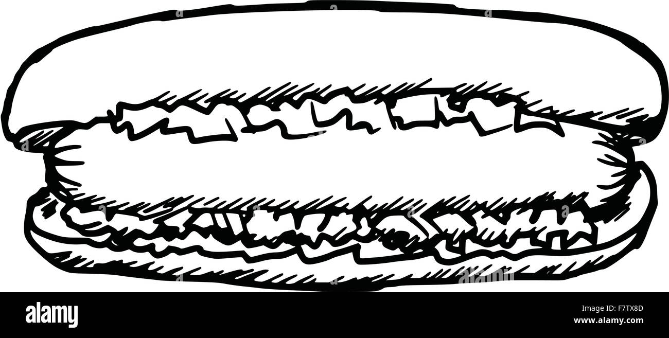 Fast food sketch hand drawn hot dog Stock Vector Images - Alamy