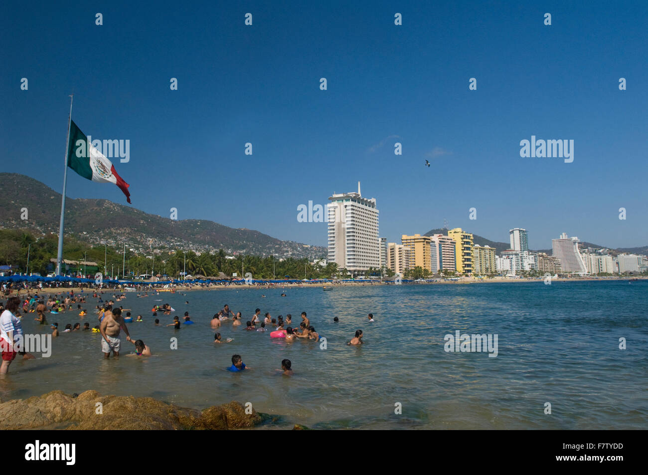 Tourist hotels and beaches along the Avenida Costera Miguel Aleman ...