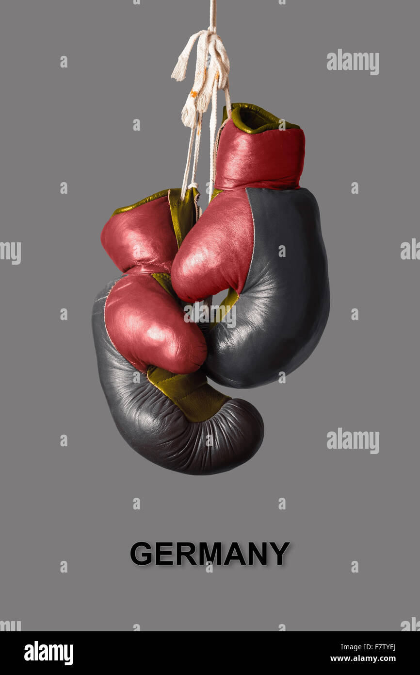 old Boxing Gloves in the Color of Germany Stock Photo - Alamy