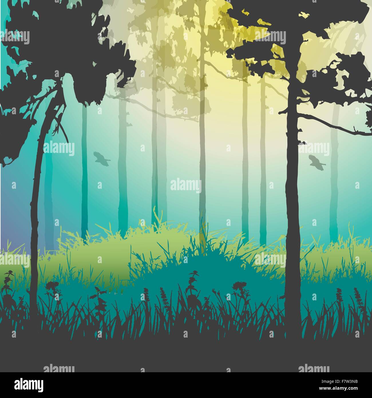 Vector illustration of green forest Stock Vector Image & Art - Alamy