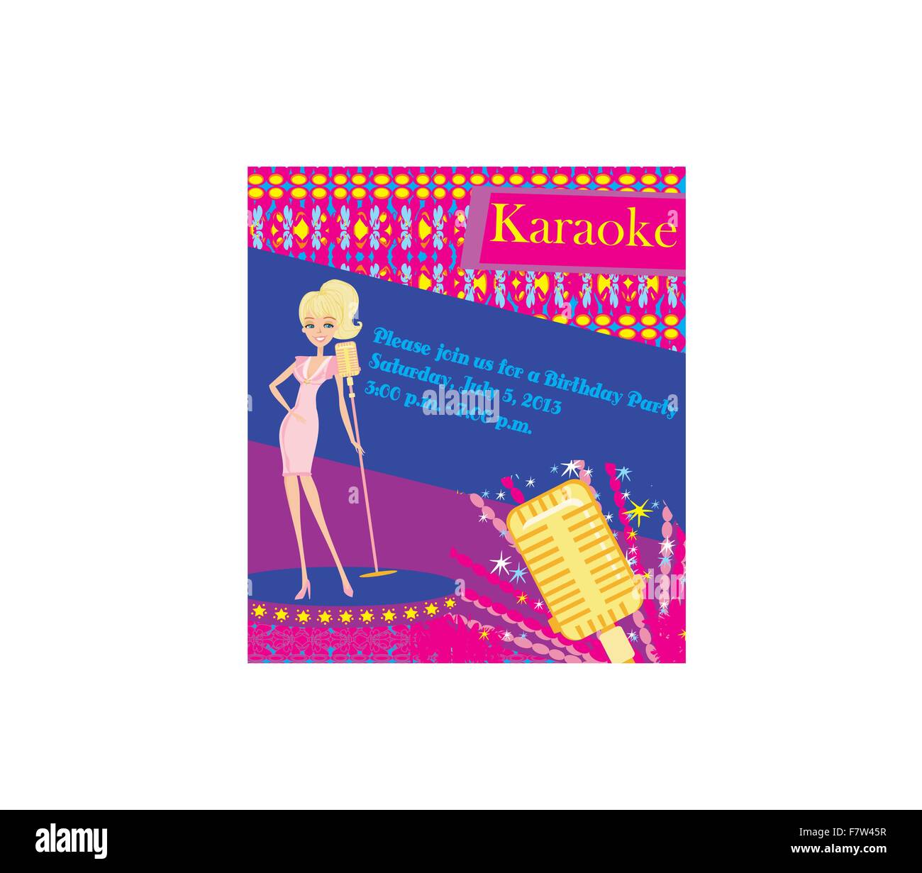 Karaoke night, abstract illustration with microphone and singer Stock ...