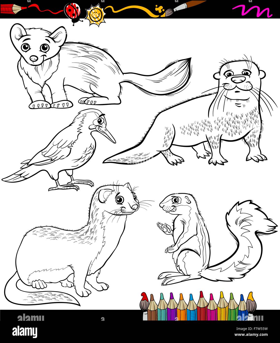 animals set cartoon coloring book Stock Vector Image & Art - Alamy
