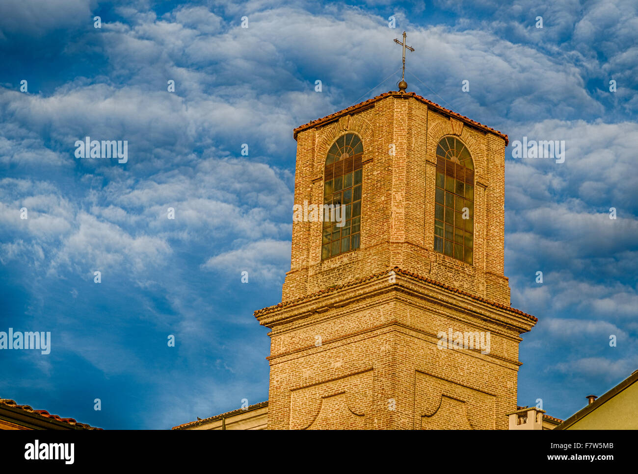 classical bell tower of medieval Catholic Church Stock Photo - Alamy