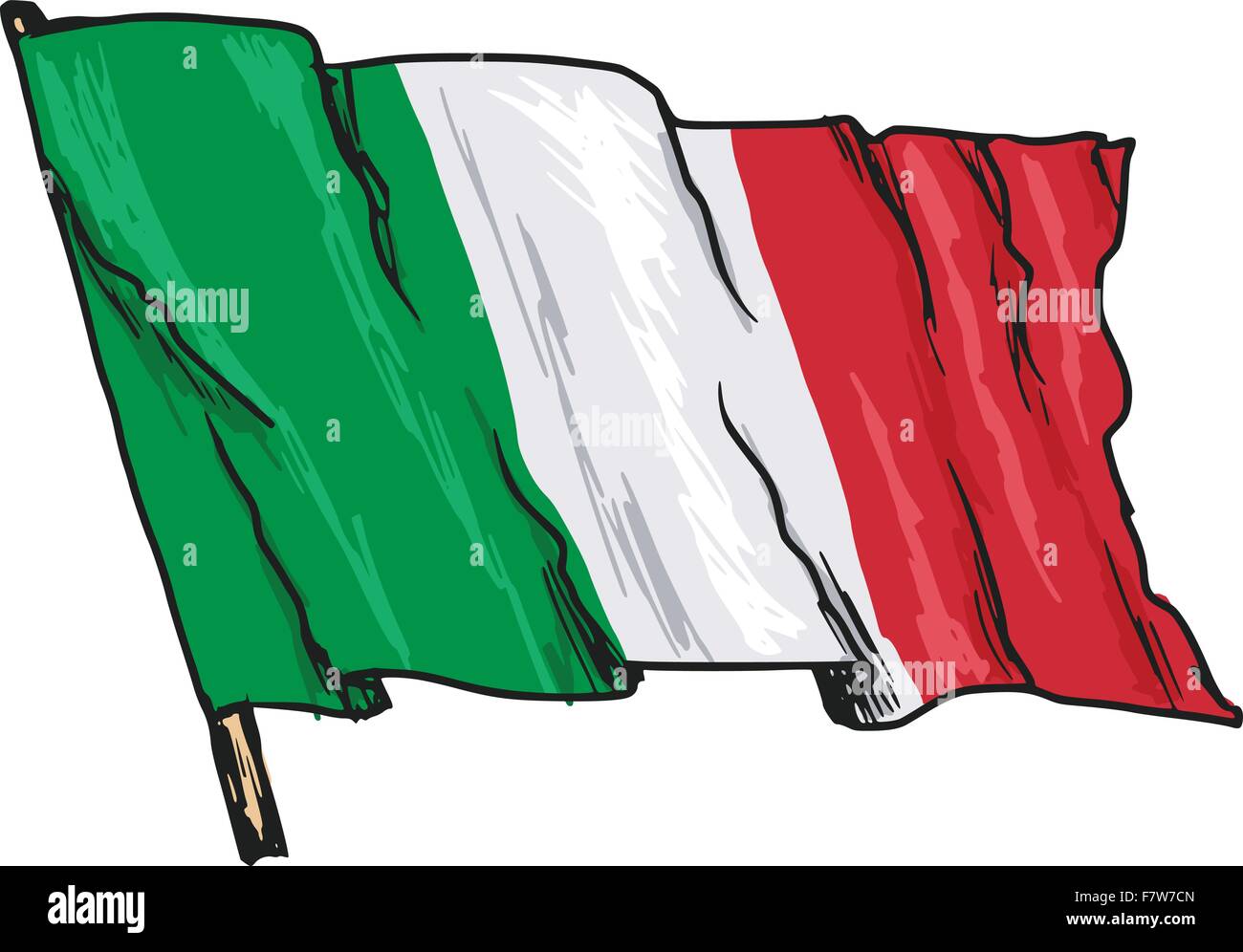 Italian Flag Waving Drawing