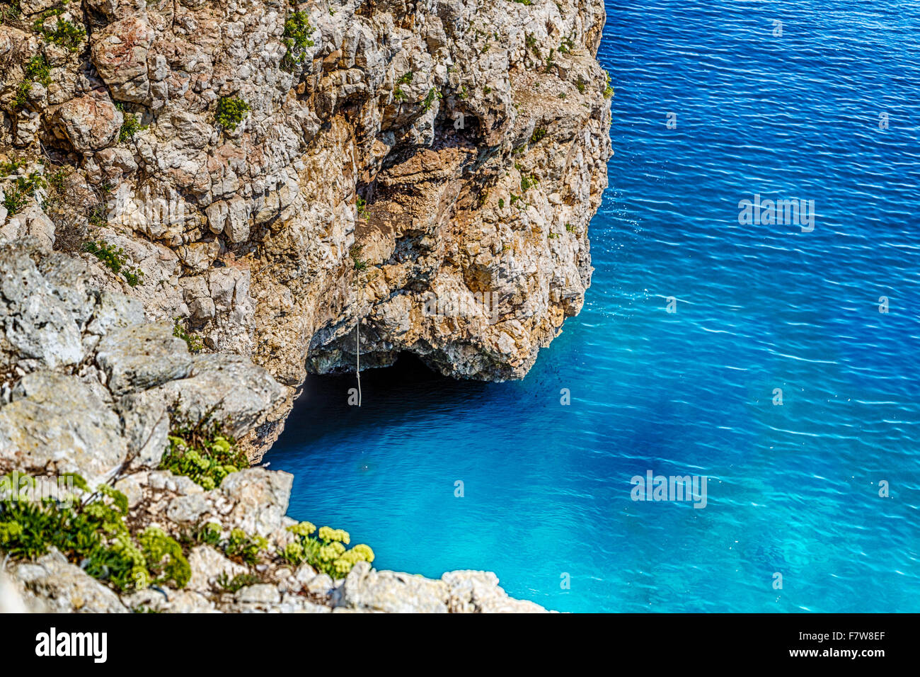 cove in the rocky beach on the Adriatic sea near Otranto in Apulia ...
