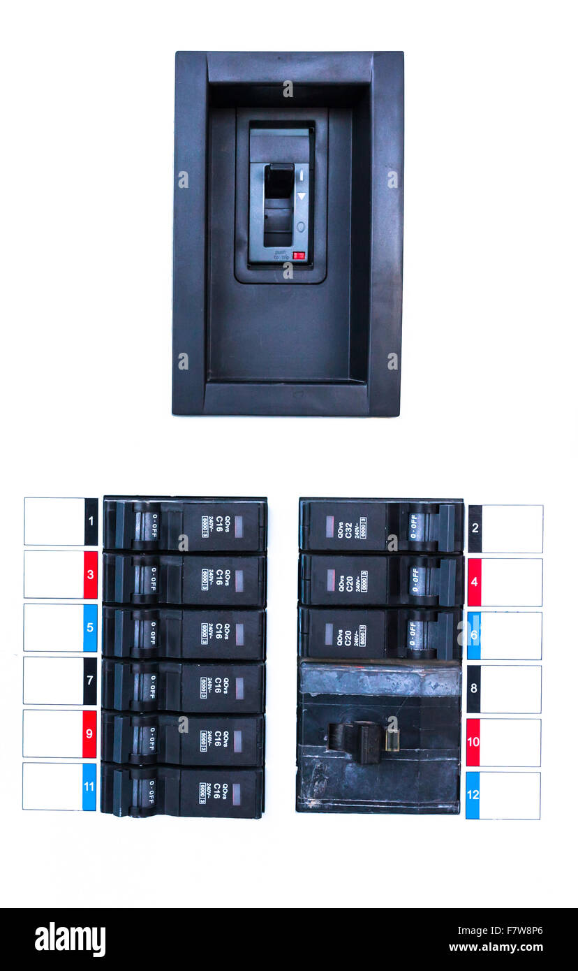 Electrical panel at a assembly line factory. Controls and switches ...