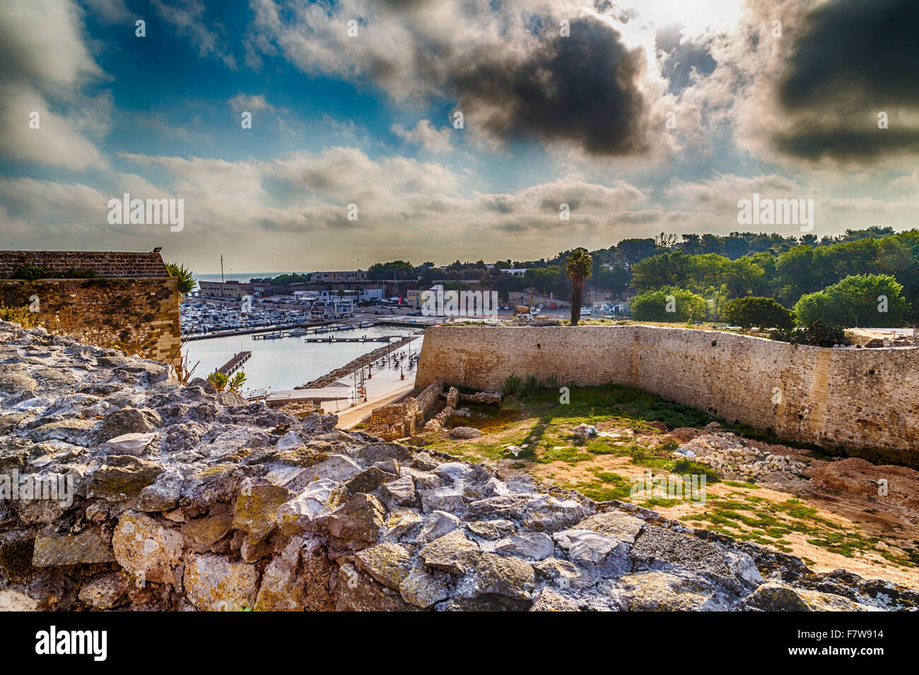 The harbor of a Greek-Messapian city on the Adriatic Sea in Italy Stock ...
