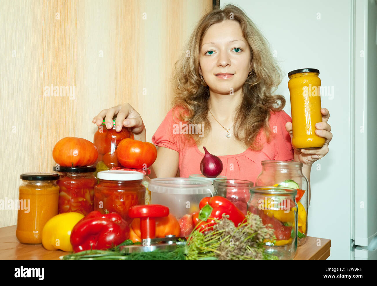 Woman making pickled vegetables in the kitchen Stock Photo - Alamy