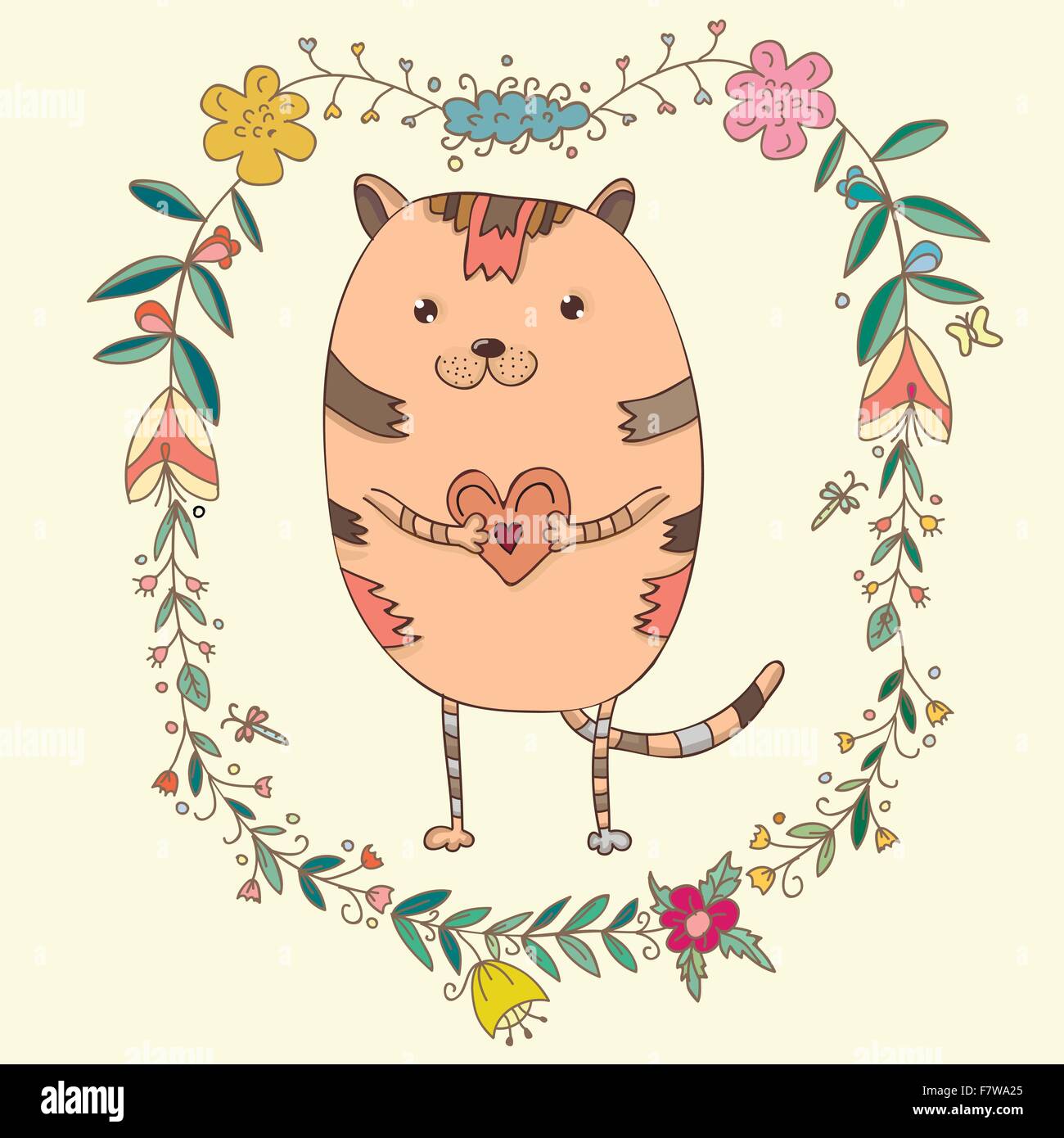 Floral cat Stock Vector Images - Alamy