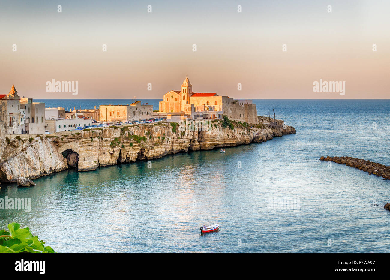 Vieste in Italy, an old Town on sea cliff and beaches: ancient houses ...