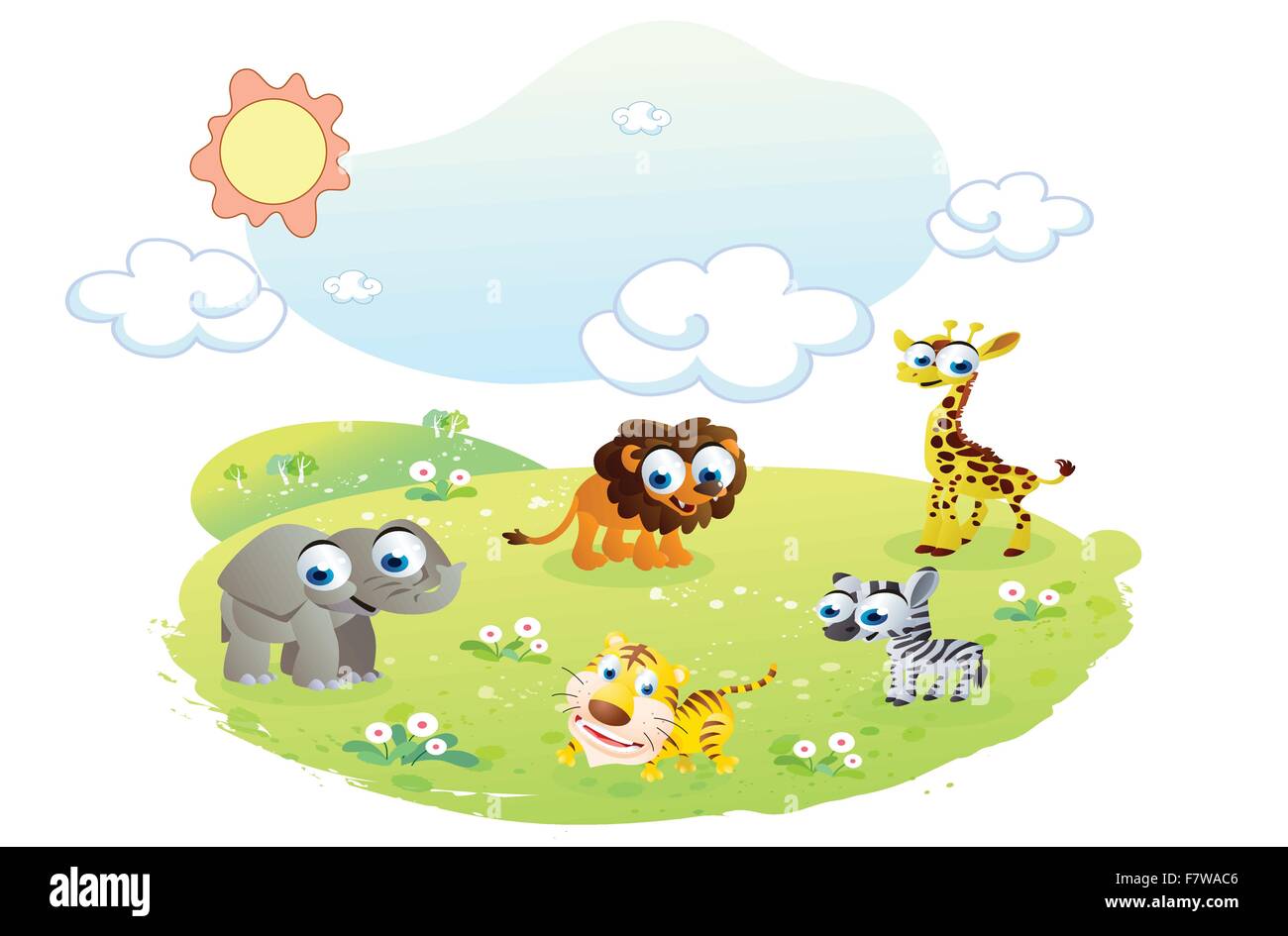 wild animals cartoon at the garden Stock Vector Image & Art - Alamy