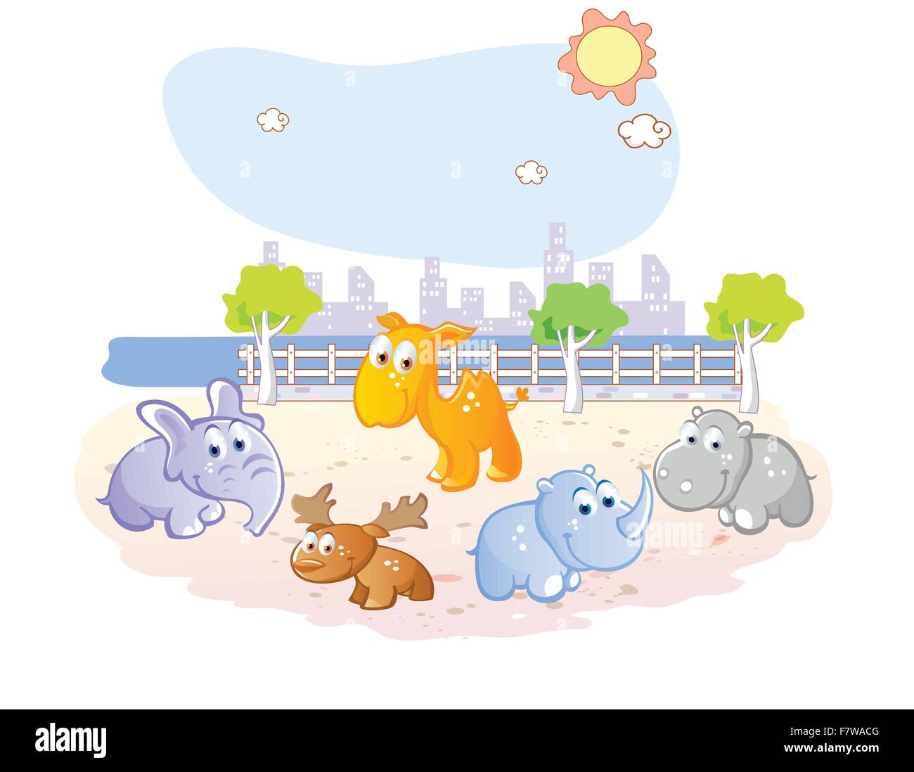 Cute animals elephant deer Stock Vector Images - Alamy