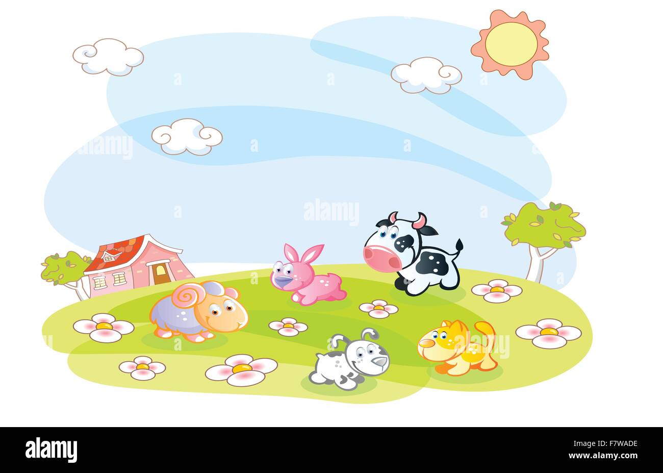 Cute animals landscape Cut Out Stock Images & Pictures - Alamy