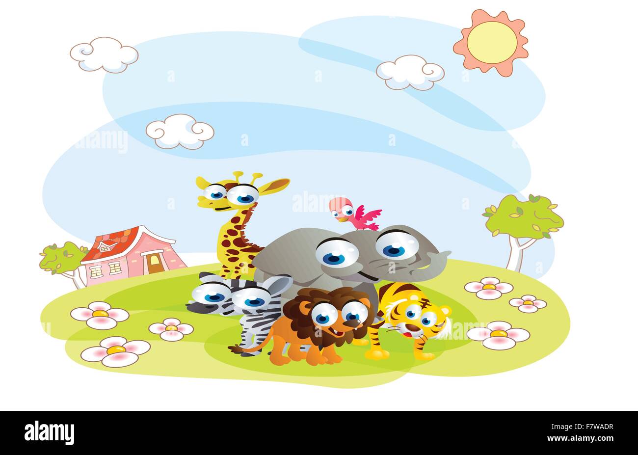Cartoon animals posing in summer Stock Vector Images - Alamy