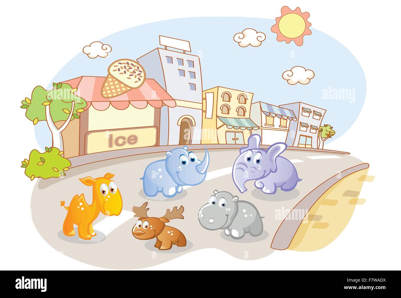 Cute animals elephant deer Stock Vector Images - Alamy