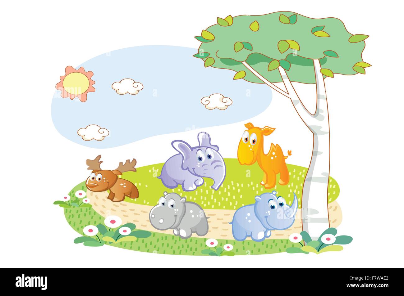 young animals playing in the garden Stock Vector Image & Art - Alamy
