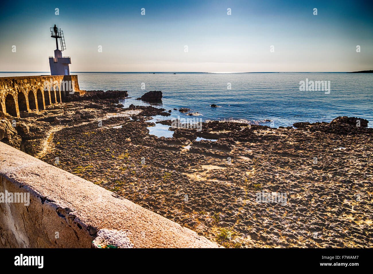 path to lighthouse in Otranto, Greek-Messapian city on the Adriatic Sea ...