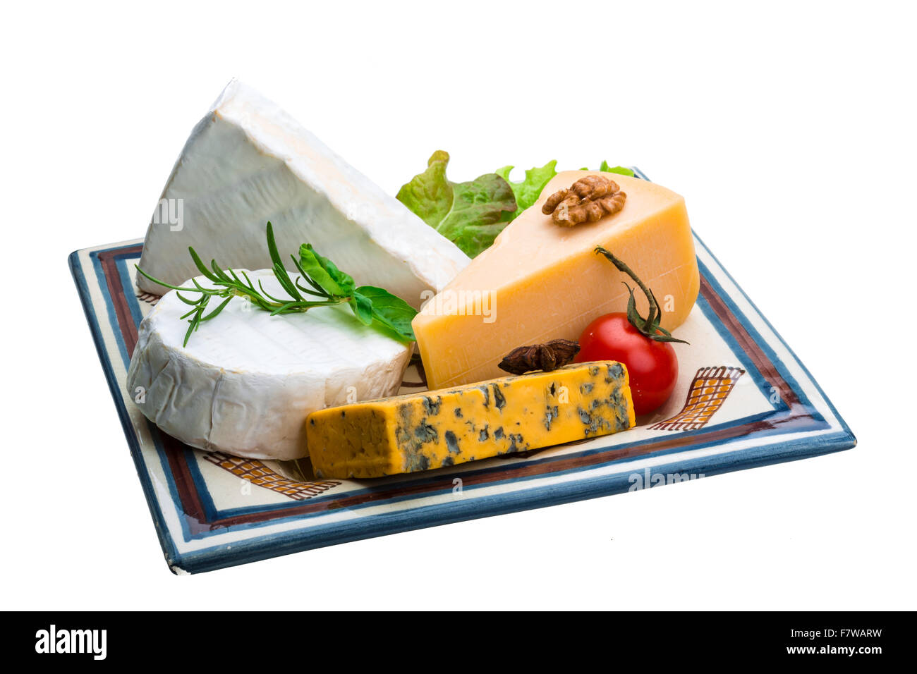 Variety cheese assortment with nuts and herbs Stock Photo - Alamy