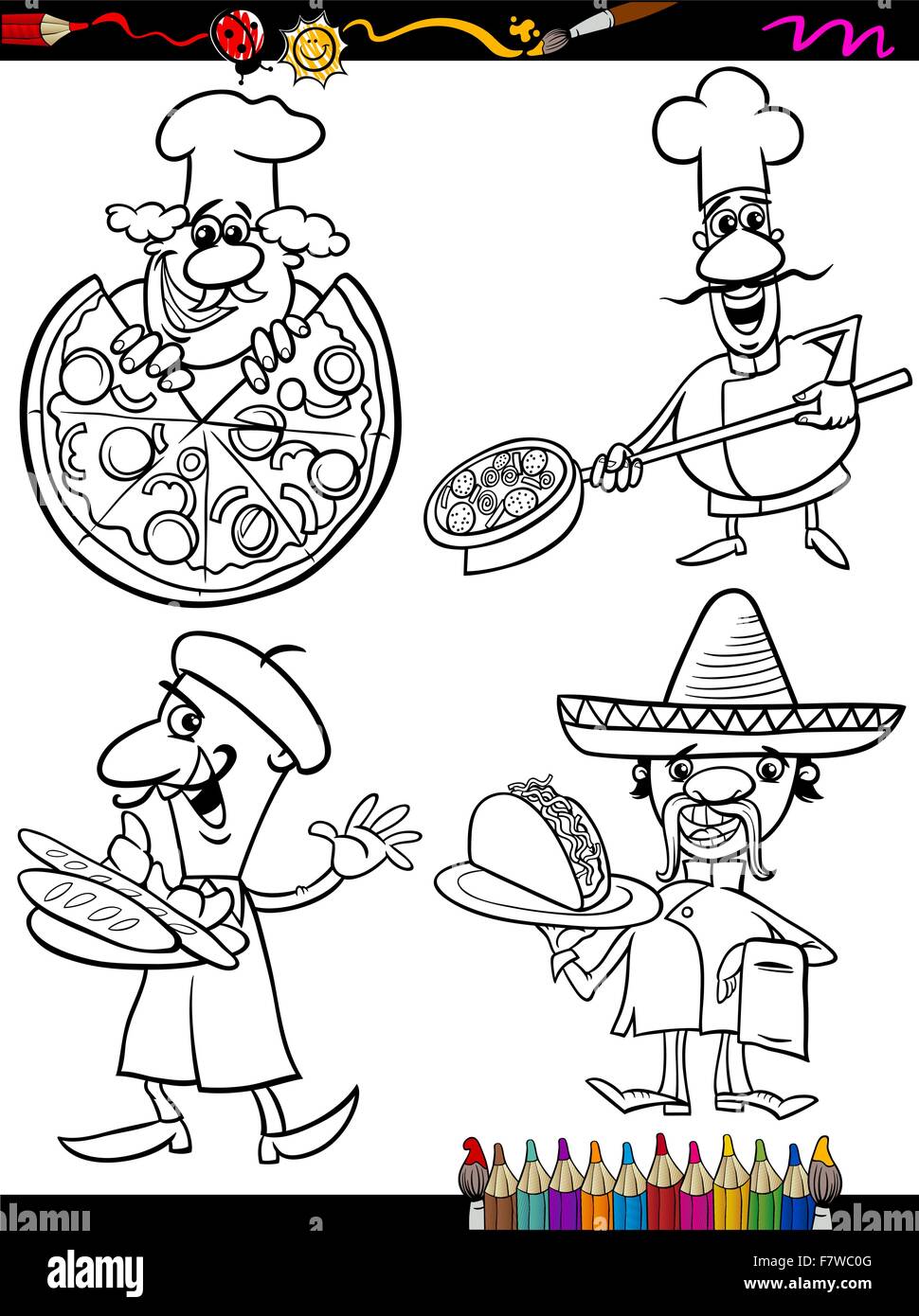 cook chefs set cartoon coloring book Stock Vector Image & Art - Alamy
