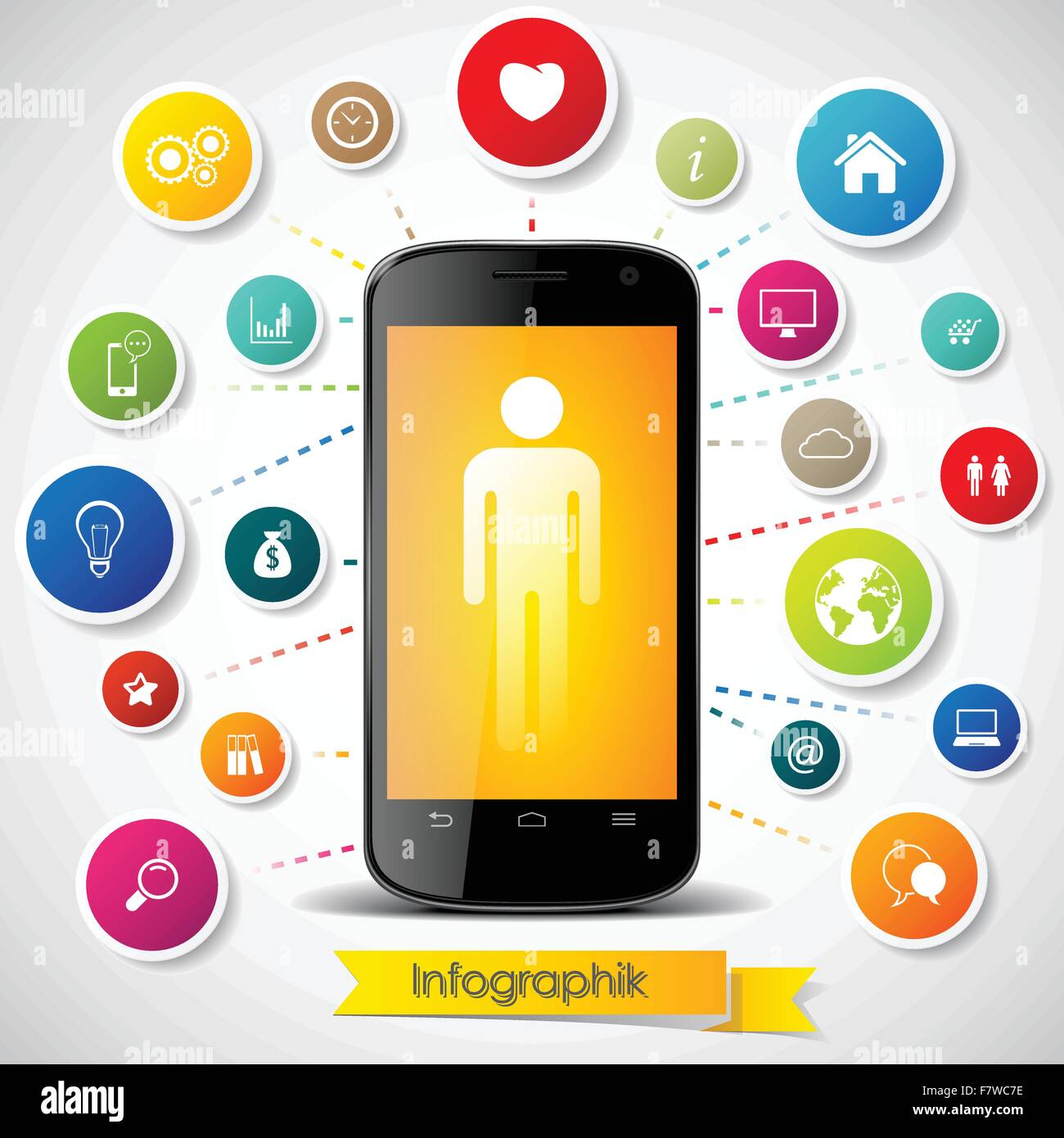 Vector smartphone with icons Stock Vector Image & Art - Alamy