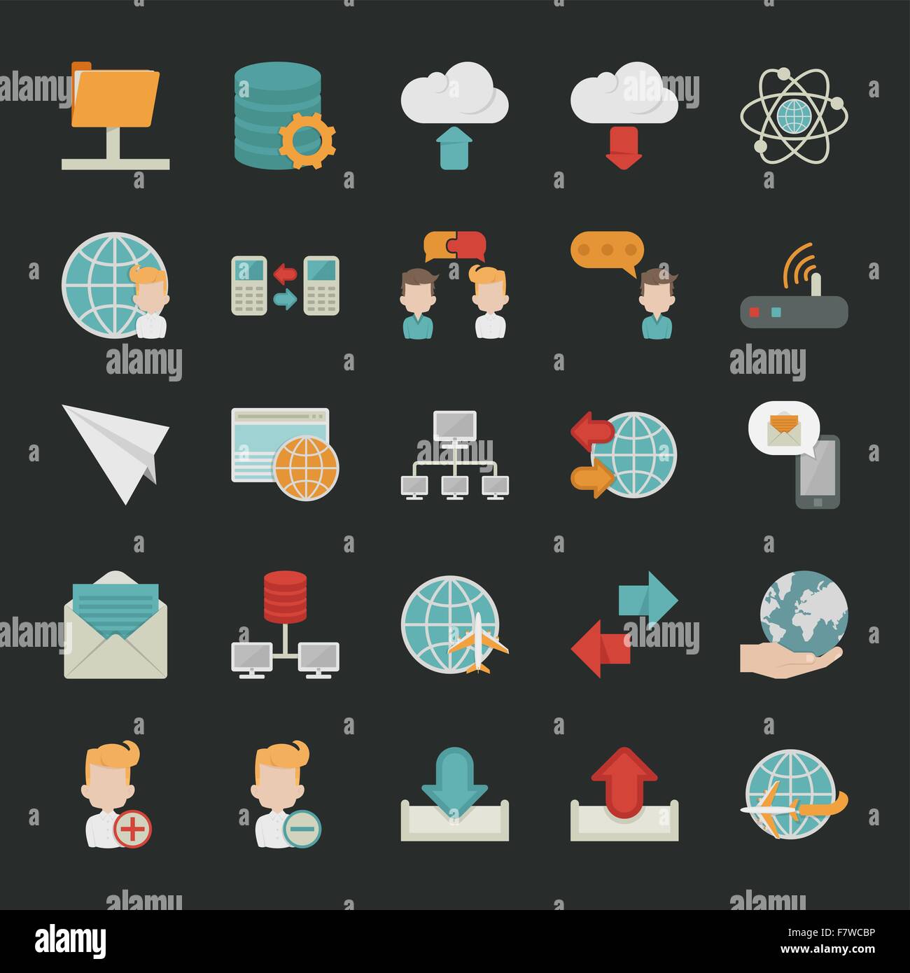 Communication icons with black background Stock Vector Image & Art - Alamy