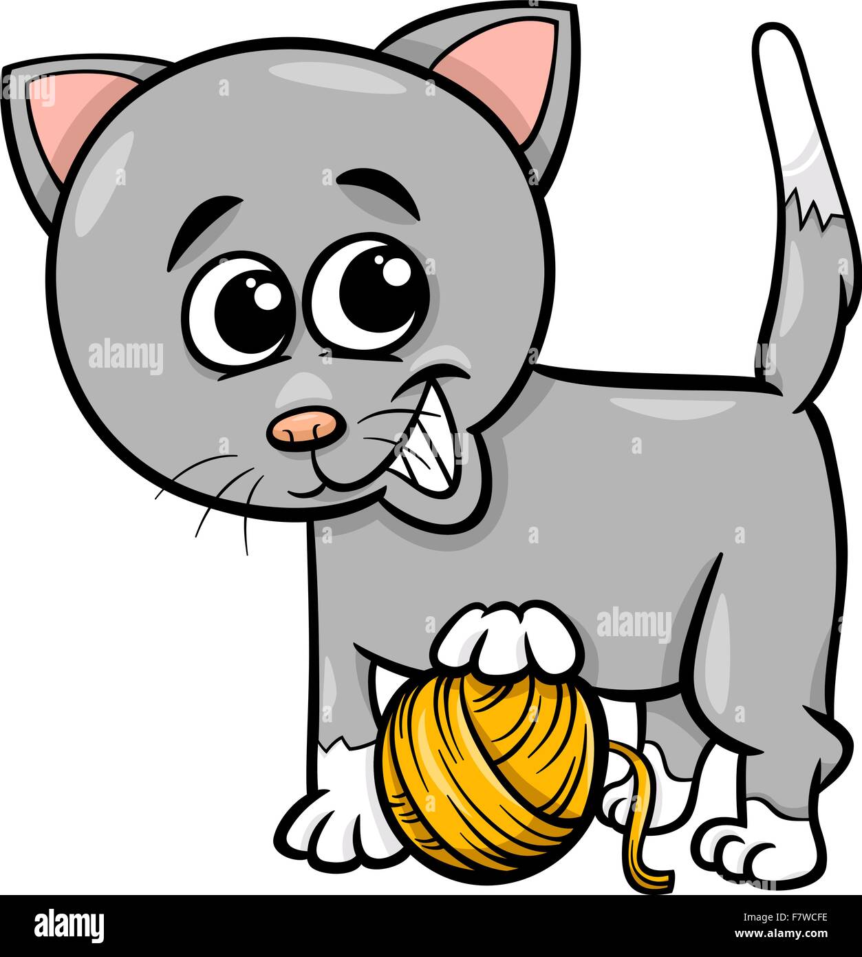 cat with yarn cartoon illustration Stock Vector Image & Art - Alamy