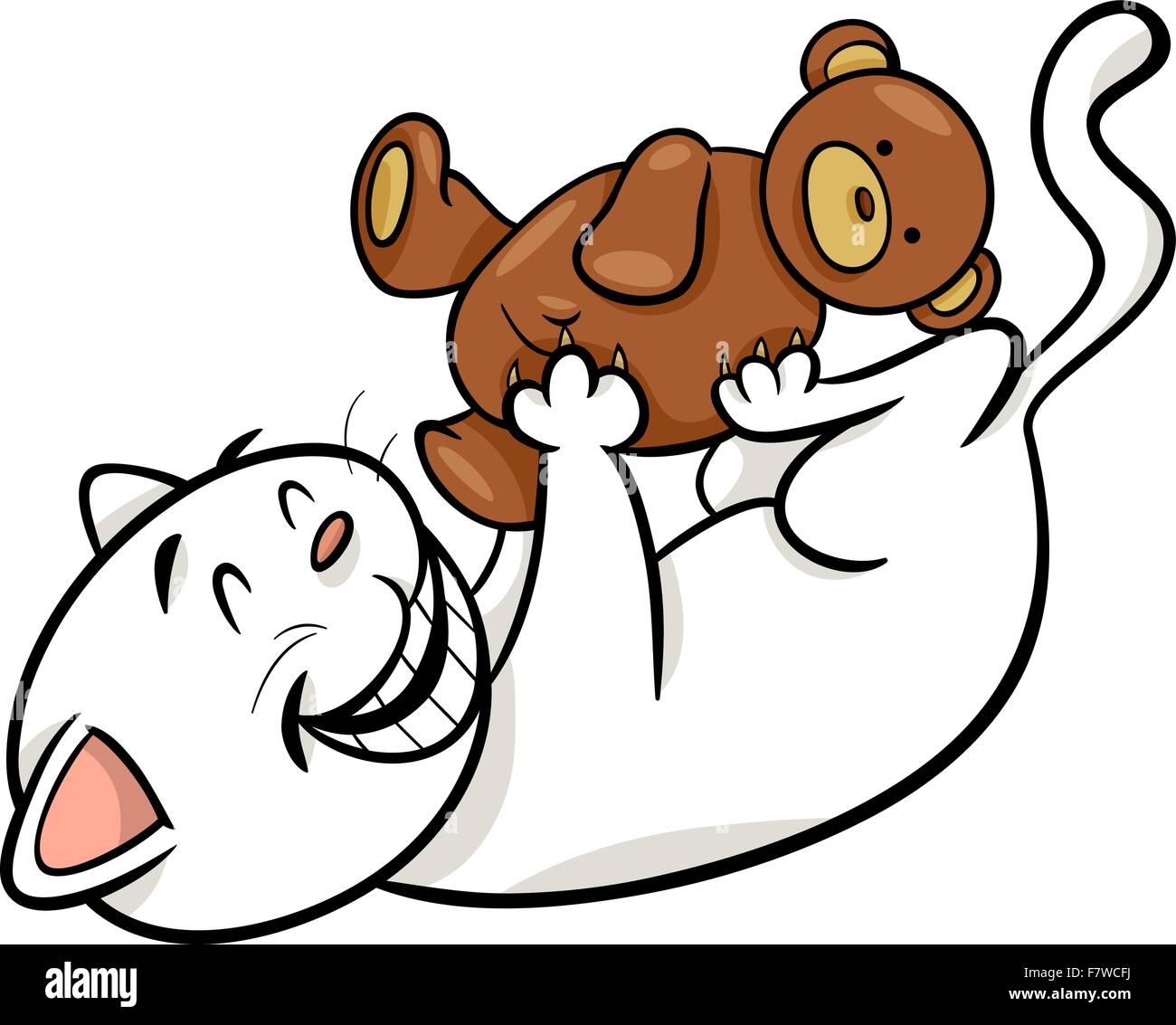 cat with teddy cartoon illustration Stock Vector Image & Art - Alamy