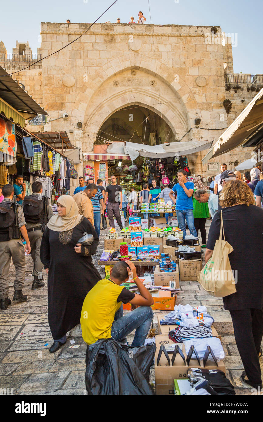 The Arab street market near the Damascus Gate in the old city of ...