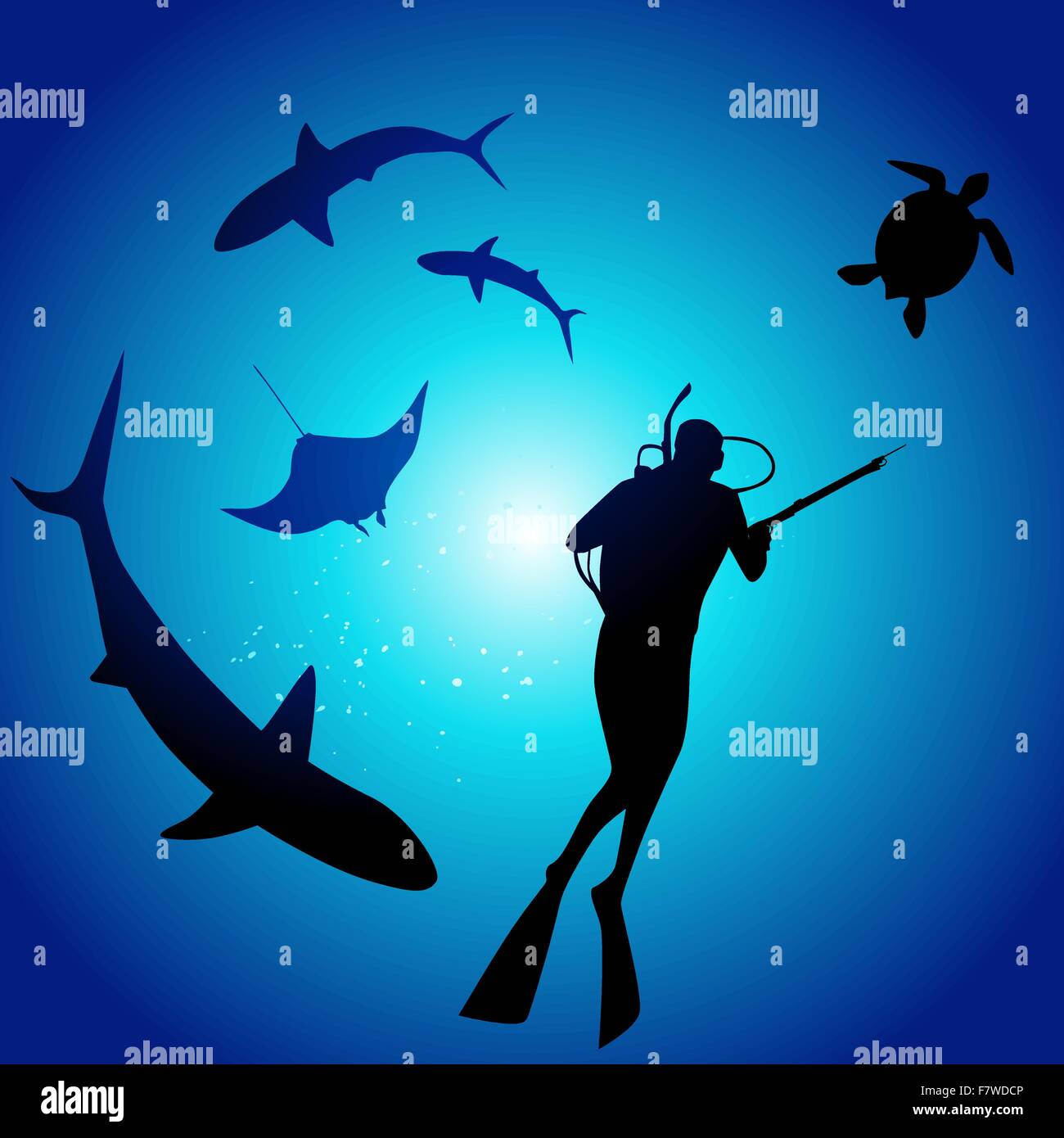 Diving with manta Stock Vector Images - Alamy